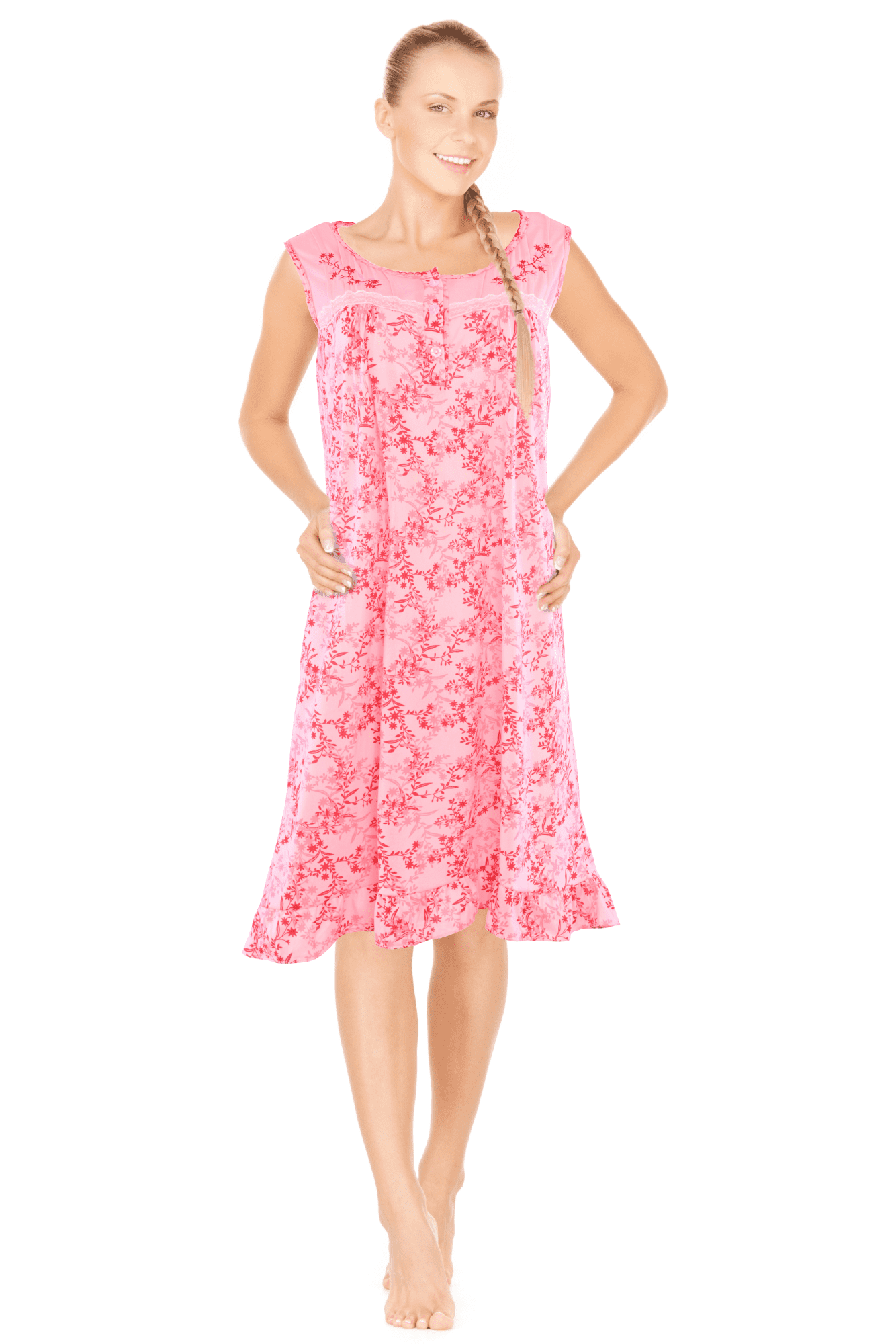 JEFFRICO Womens Sleeveless Nightgowns Sleepwear Soft Pajama Dress ...