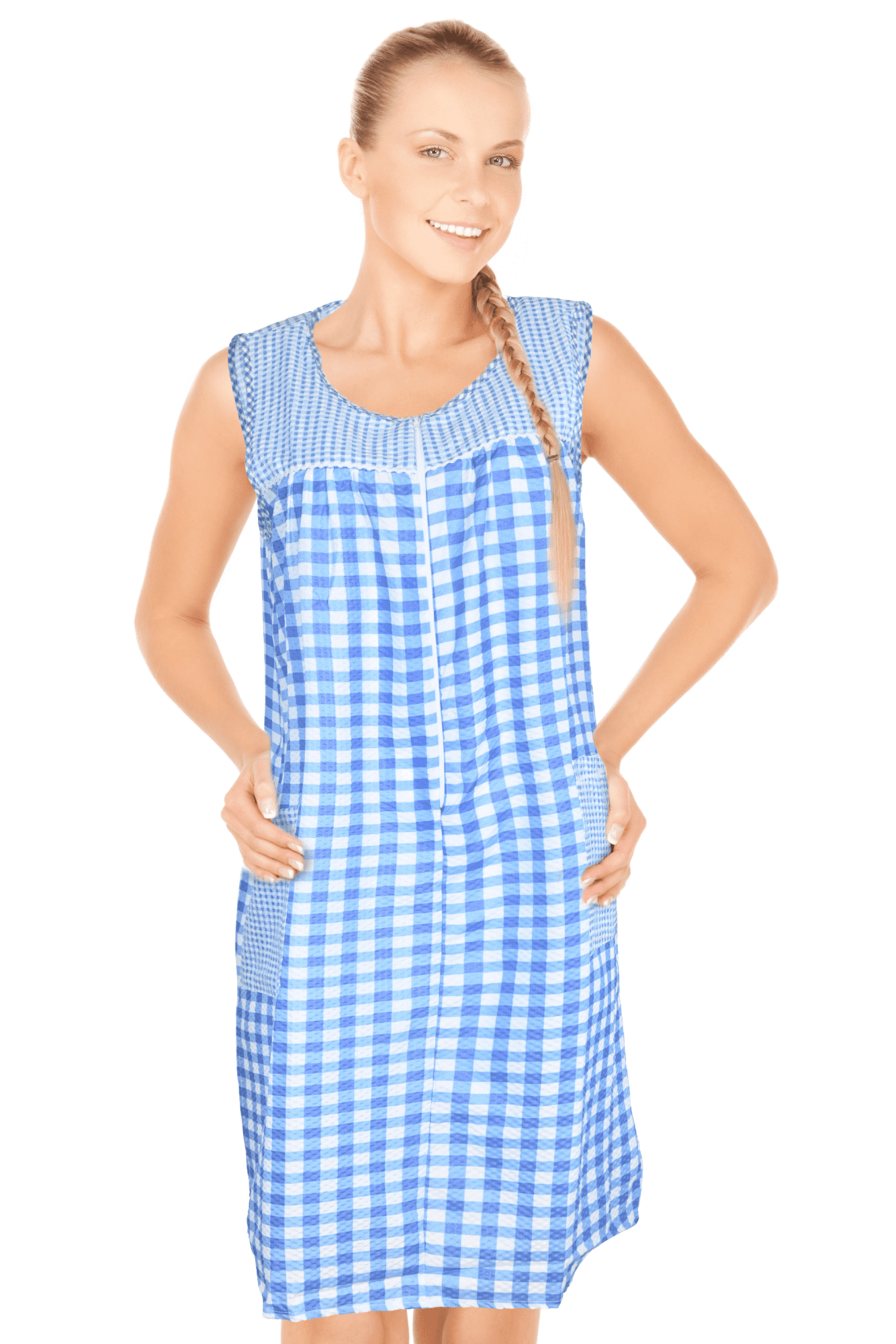 JEFFRICO Womens Zipper Front Housecoat Lounger Duster House Dress ...