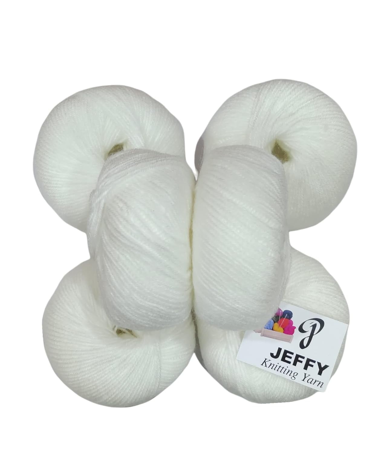 JEFFY Baby Soft 100 Acrylic Wool White 6 PC 4 ply Wool Ball Hand ...