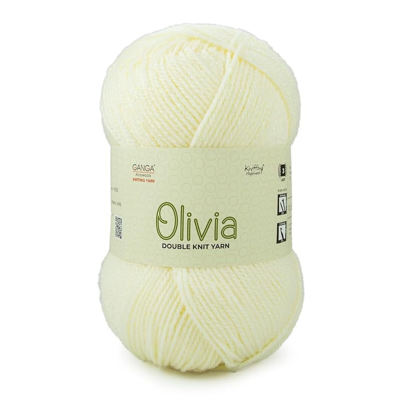 JEFFY Ganga Olivia Double Knit Yarn Off White Colour Wool Ball Hand ...