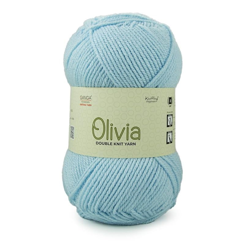 JEFFY Ganga Olivia Double Knit Yarn Steel Blue Colour Wool Ball Hand ...