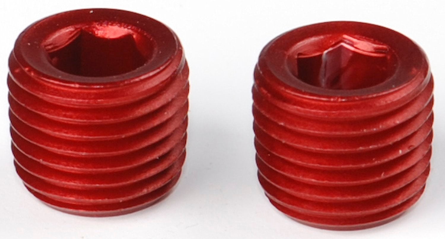 JEGS 100408 Aluminum Pipe Plugs 1/4 NPT Internal Hex Red 2/pkg ...