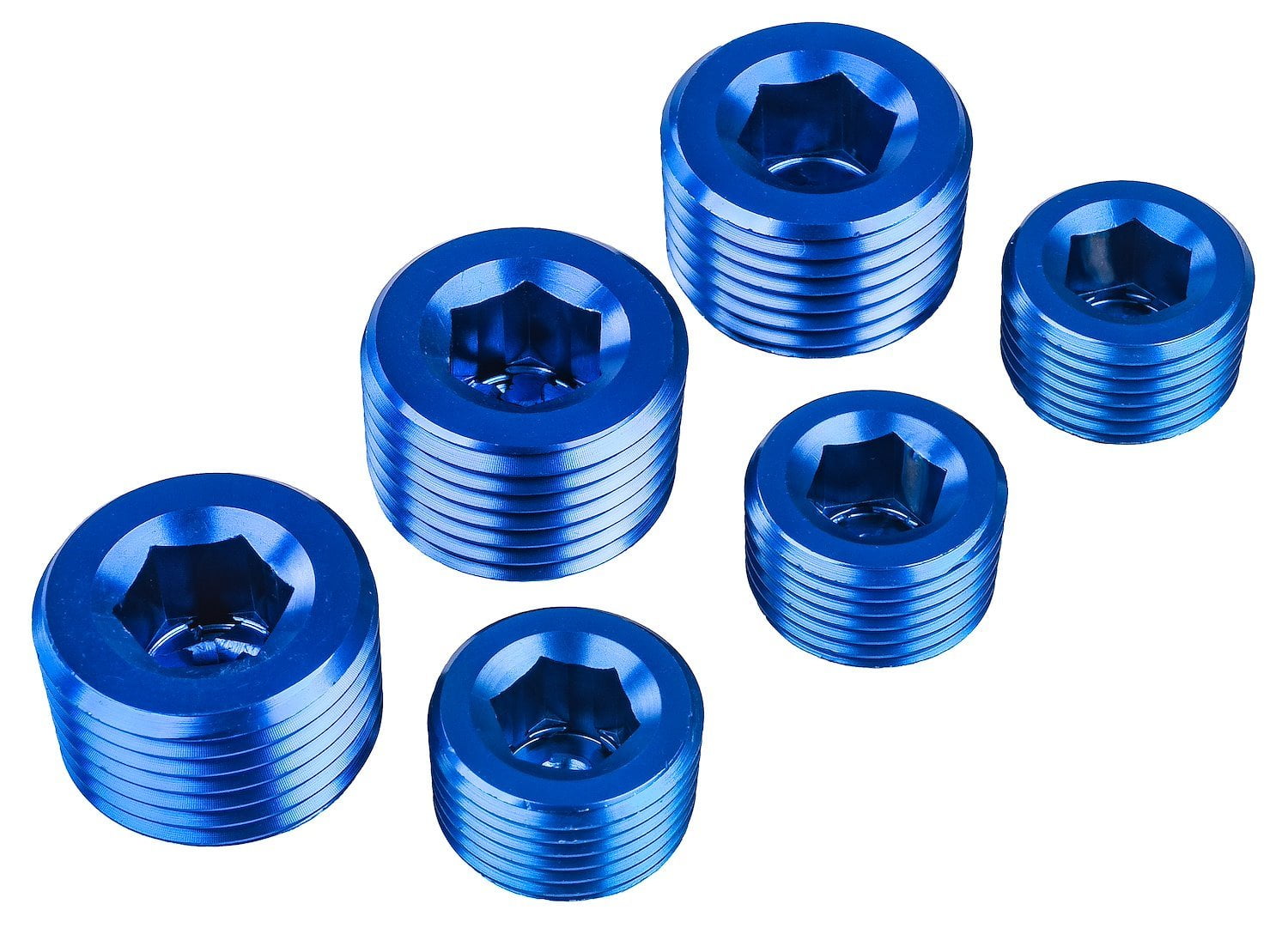 JEGS 100412 Aluminum NPT Pipe Plug Set Internal Hex Aluminum Blue ...