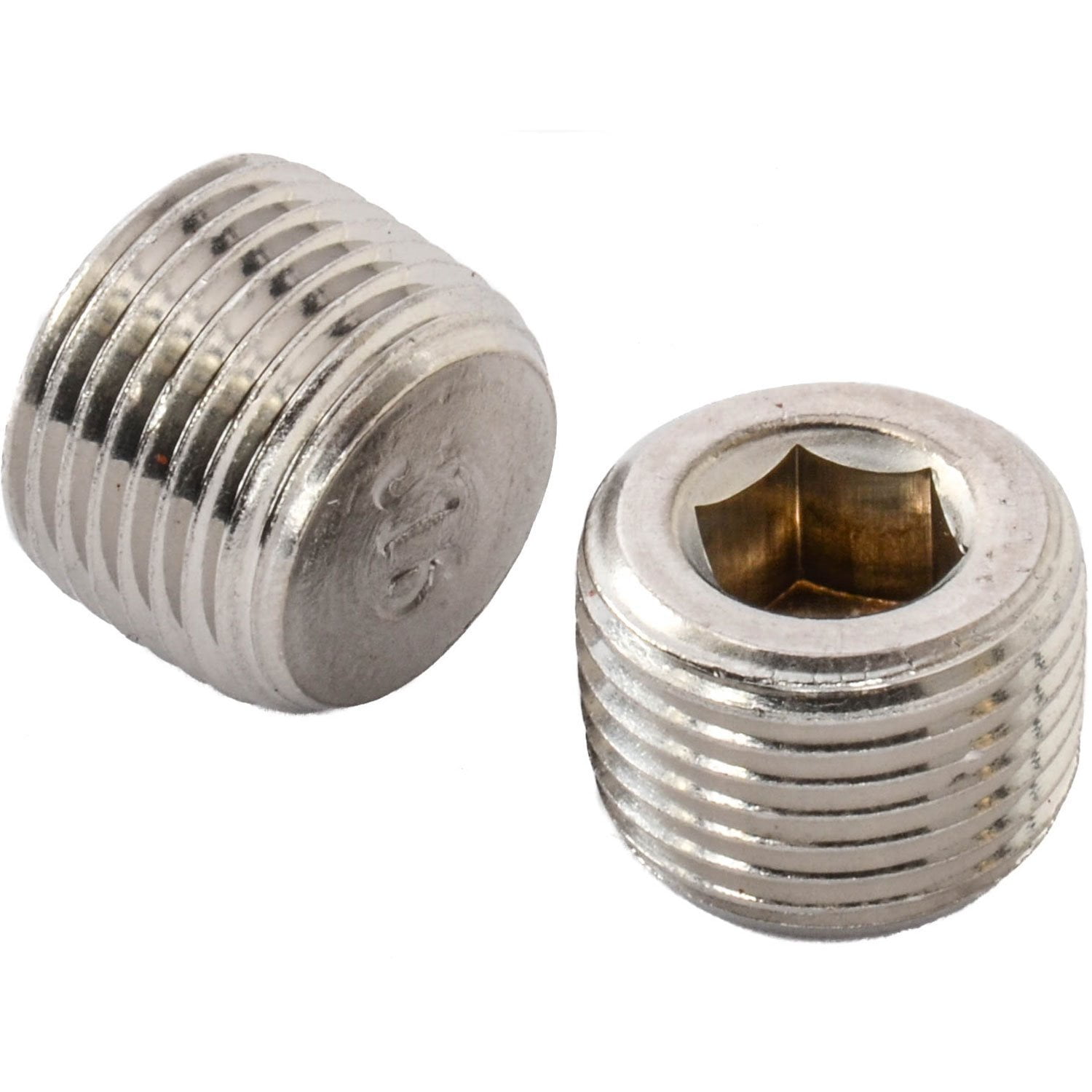 JEGS 100453 Stainless Steel Pipe Plugs 3/8 NPT Internal Hex 2/pkg ...