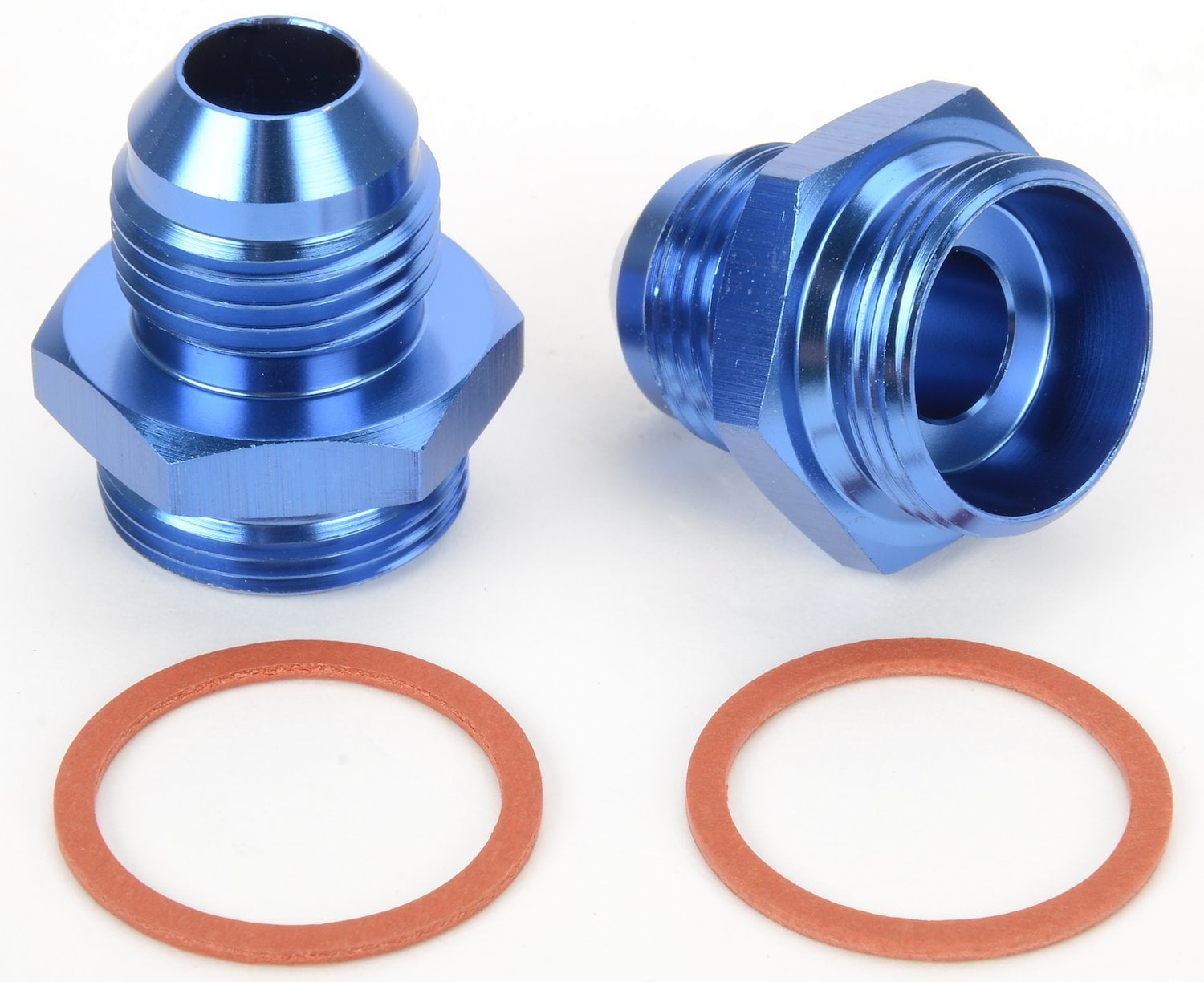JEGS 100501 Carburetor Fuel Inlet AN Fittings Blue -8 AN to 7/8 in.-20 ...