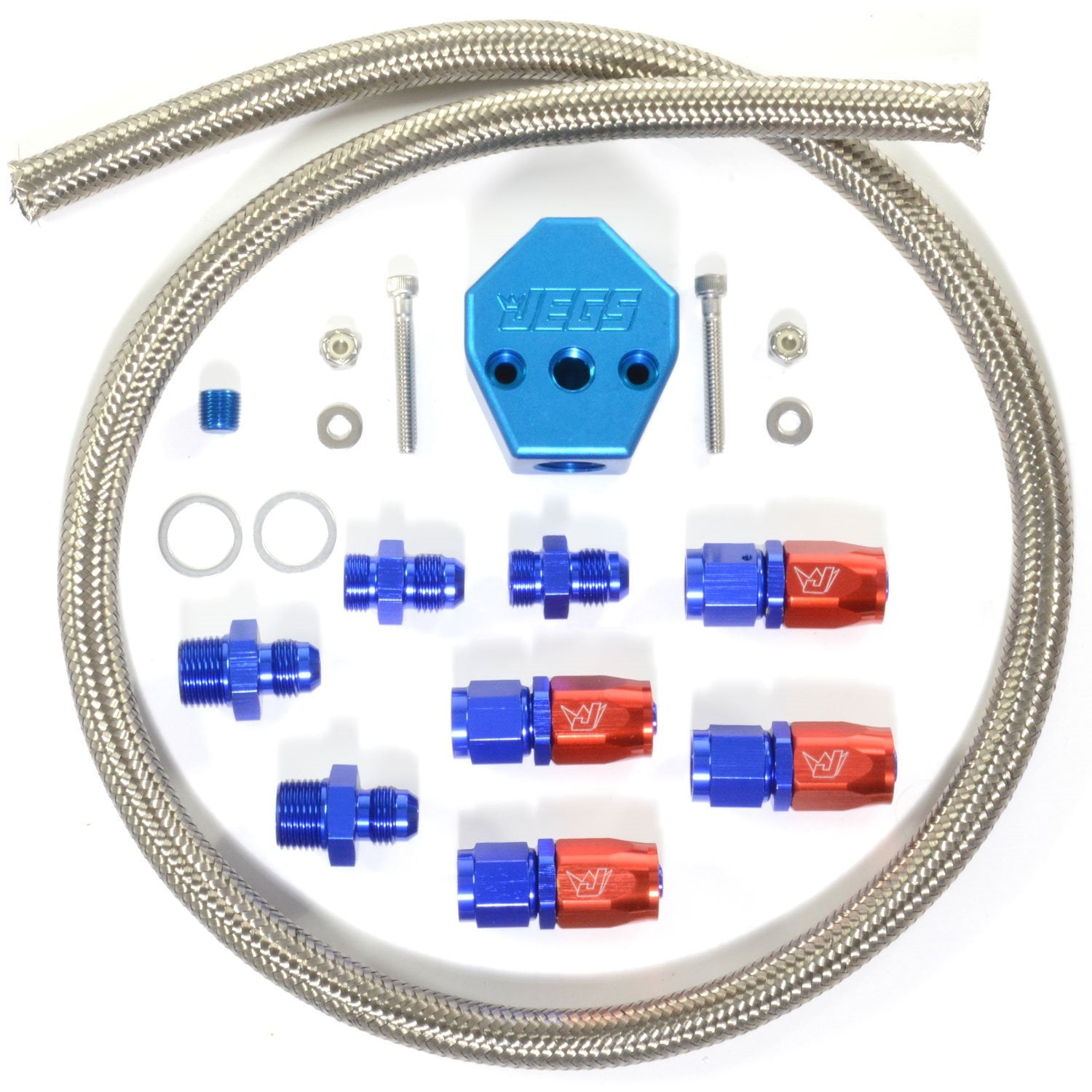 JEGS 100800 Tunnel Ram Fuel Line Kit Fits with Two Single-Feed ...