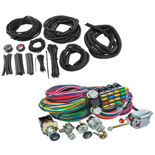 JEGS 10405K2 Universal Wiring Harness & Switch Kit with Woven Braid ...