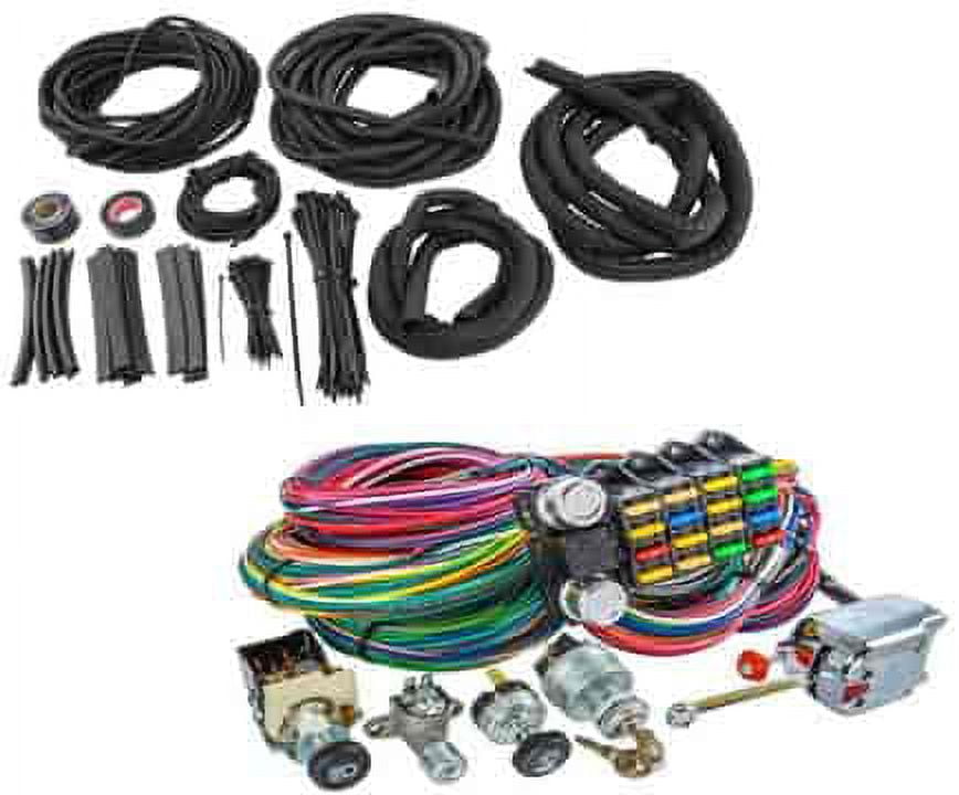 JEGS 10405K2 Universal Wiring Harness & Switch Kit with Woven Braid ...