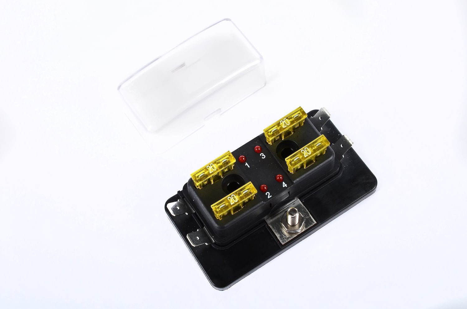 JEGS 10425 Standard Fuse Block 4-Pole LED Indicators 30 amp Circuit 100 ...
