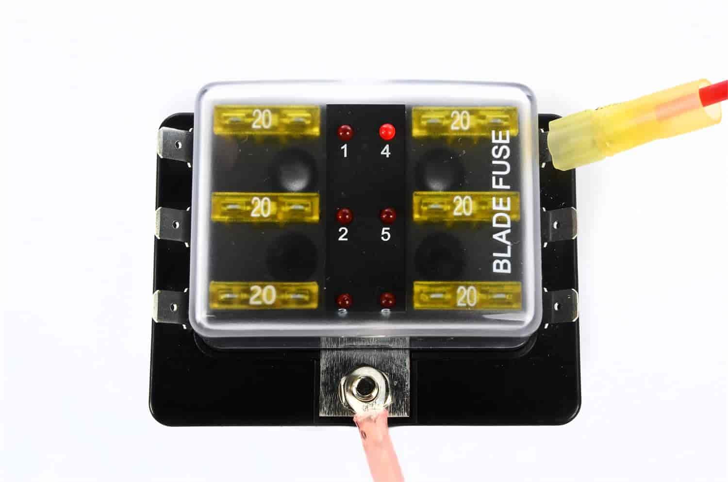 JEGS 10427 Standard Fuse Block 6-Pole LED Indicators 30 amp Circuit 100 ...
