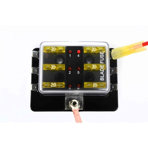 JEGS 10427 Standard Fuse Block 6-Pole LED Indicators 30 amp Circuit 100 ...