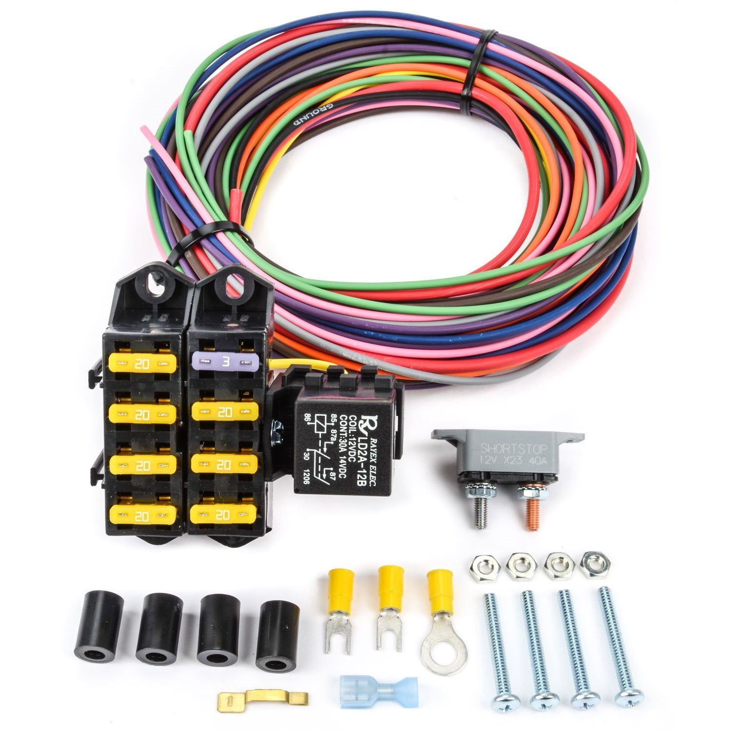 JEGS 10430 Automotive Relay Auxiliary Fuse Block 7-Circuit (4 Constant ...