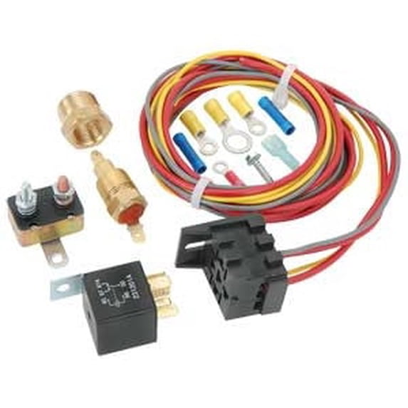 JEGS 10561 Single Electric Fan Wiring Harness & Relay Kit Includes: 200 ...
