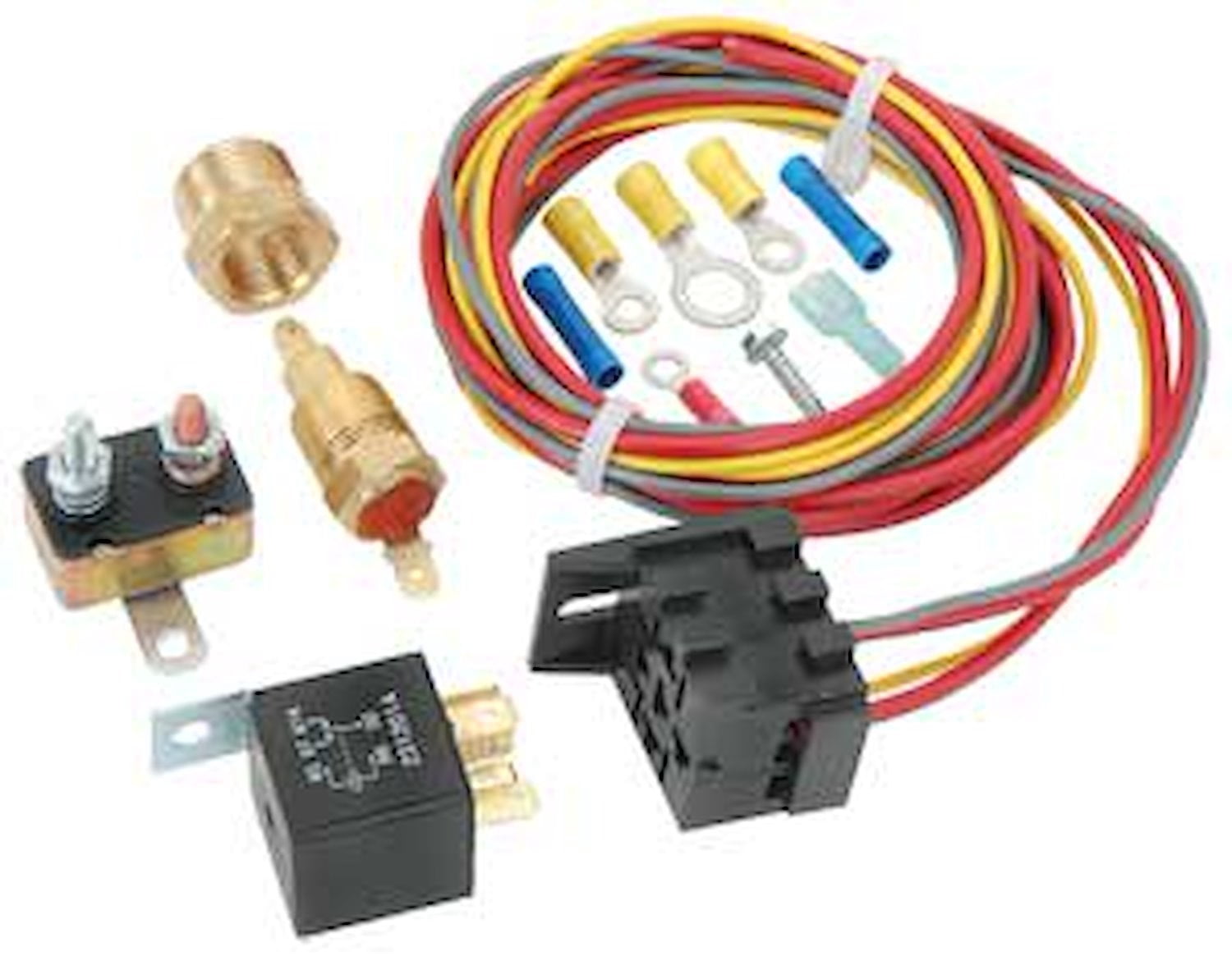 JEGS 10561 Single Electric Fan Wiring Harness & Relay Kit Includes: 200 ...
