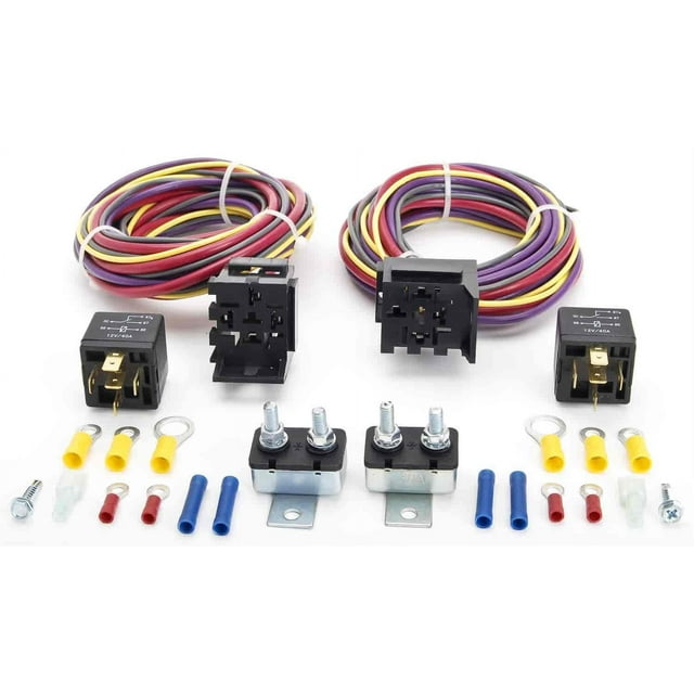 JEGS 10569 Manual-Controlled Dual Fan Wiring Harness & Relay Kit ...