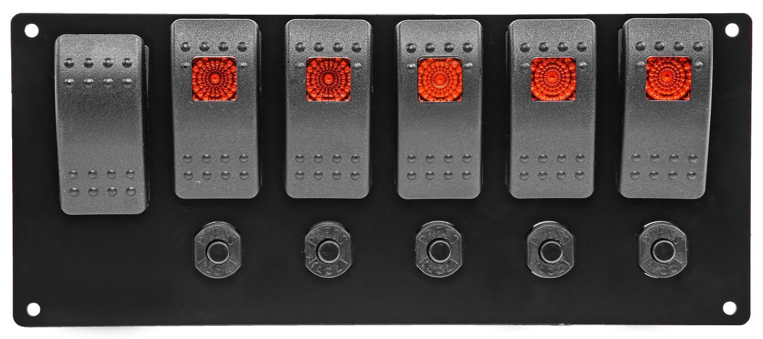 JEGS 11004 Rocker Switch Panel Flat Surface Mount 8 in. L x 3.750 in. H ...