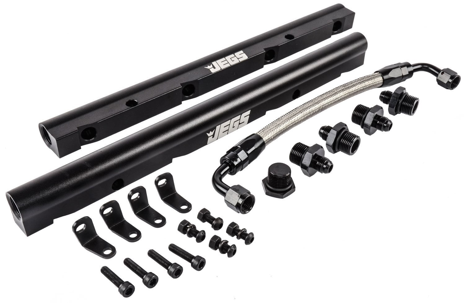 JEGS GM LS1 LS6 Fuel Rails, Black Anodized Aluminum, Fits OE Intake ...
