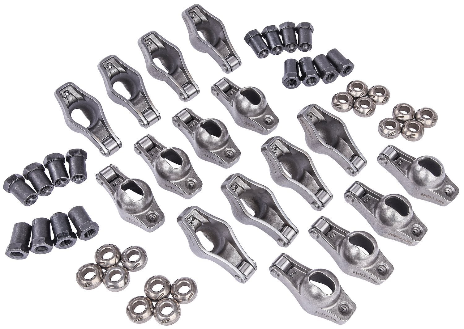JEGS 20192 Cast Steel Roller Tip Rocker Arms Small Block Ford 1.6 Ratio ...