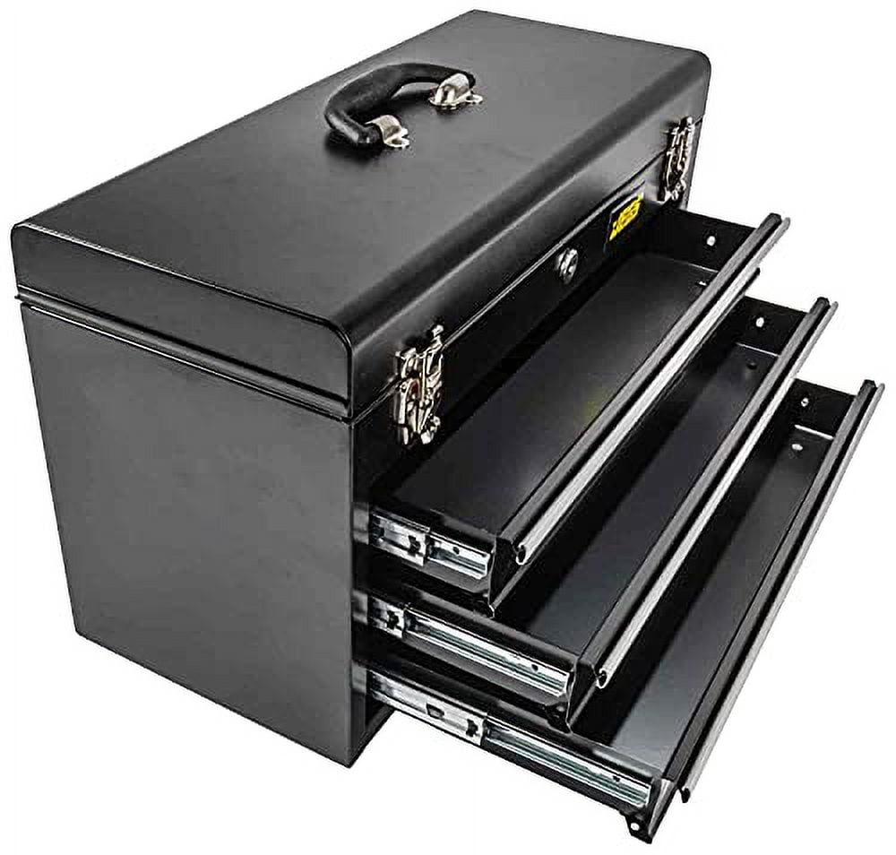 JEGS 3-Drawer Toolbox - Metal Toolbox with Ball-Bearing Drawer Slides ...