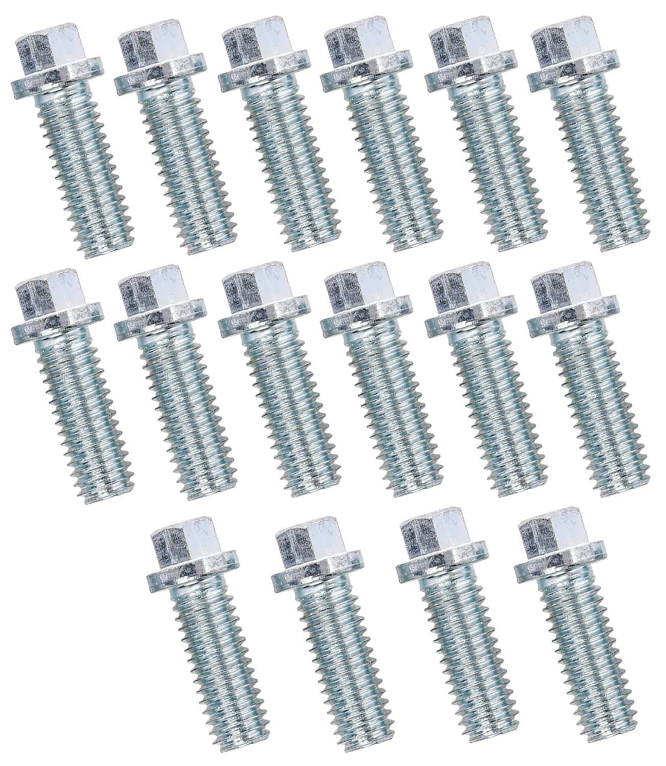 JEGS 30718 Header Bolt Kit Hex Head (3/8 ) 3/8 -16 Thread 1 Long Clear ...