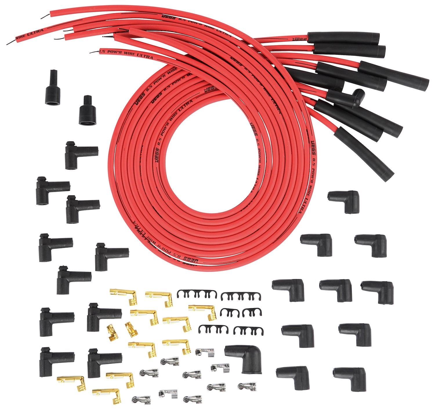 JEGS 8.5mm Red Ultra Pow'r Wires for Small and Big Block Chevy Over ...