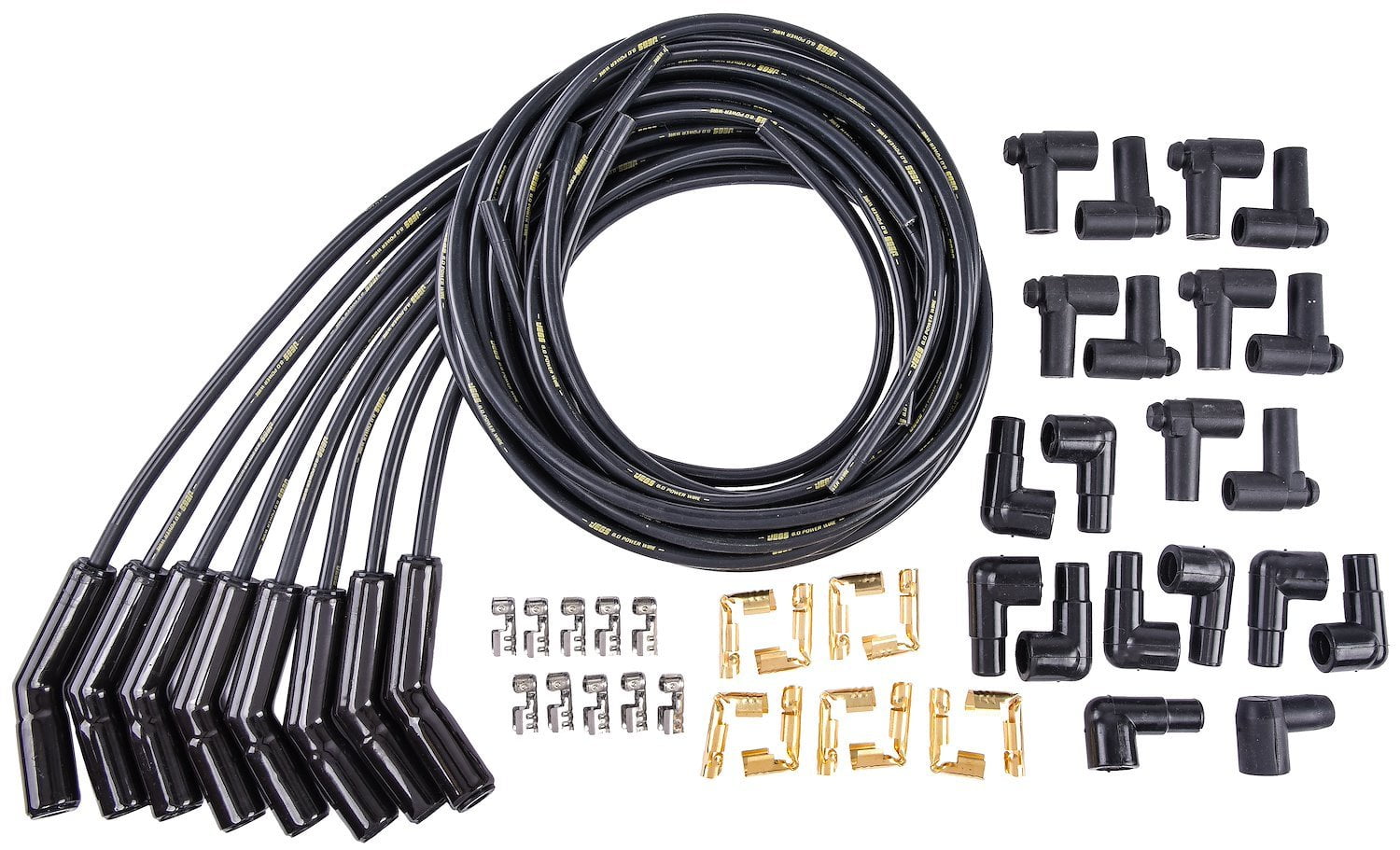 JEGS 40282 Hi-Temp Universal Spark Plug Wires 135-Degree Black Ceramic ...