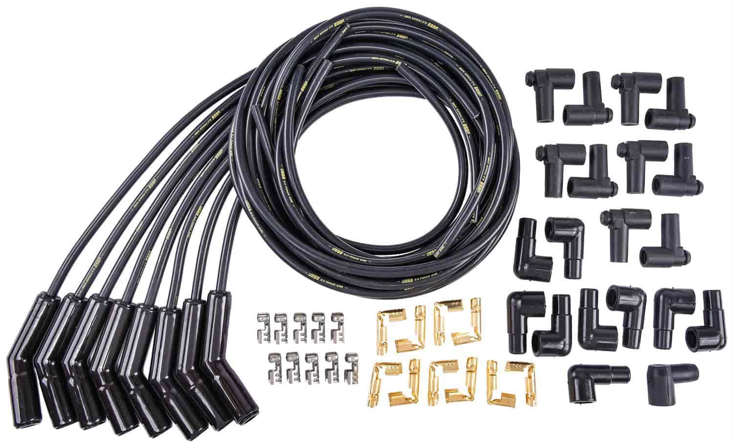 JEGS 40282 Hi-Temp Universal Spark Plug Wires 135-Degree Black Ceramic ...