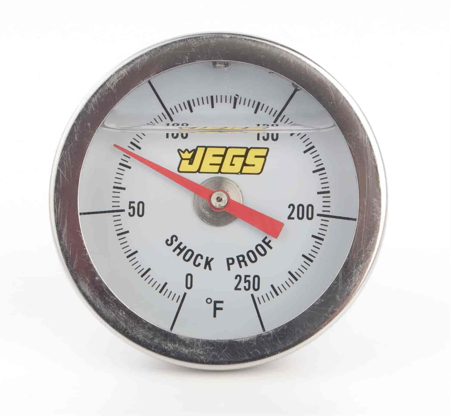 JEGS 41001 Engine Thermometer Liquid-Filled White Face 2 1/8 in. OD 2 ...