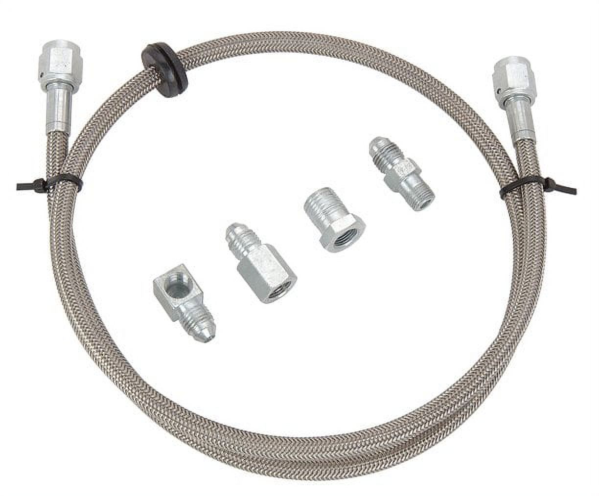 JEGS 41057 Mechanical Gauge Hose Kit -4 AN Braided Stainless Steel Hose ...
