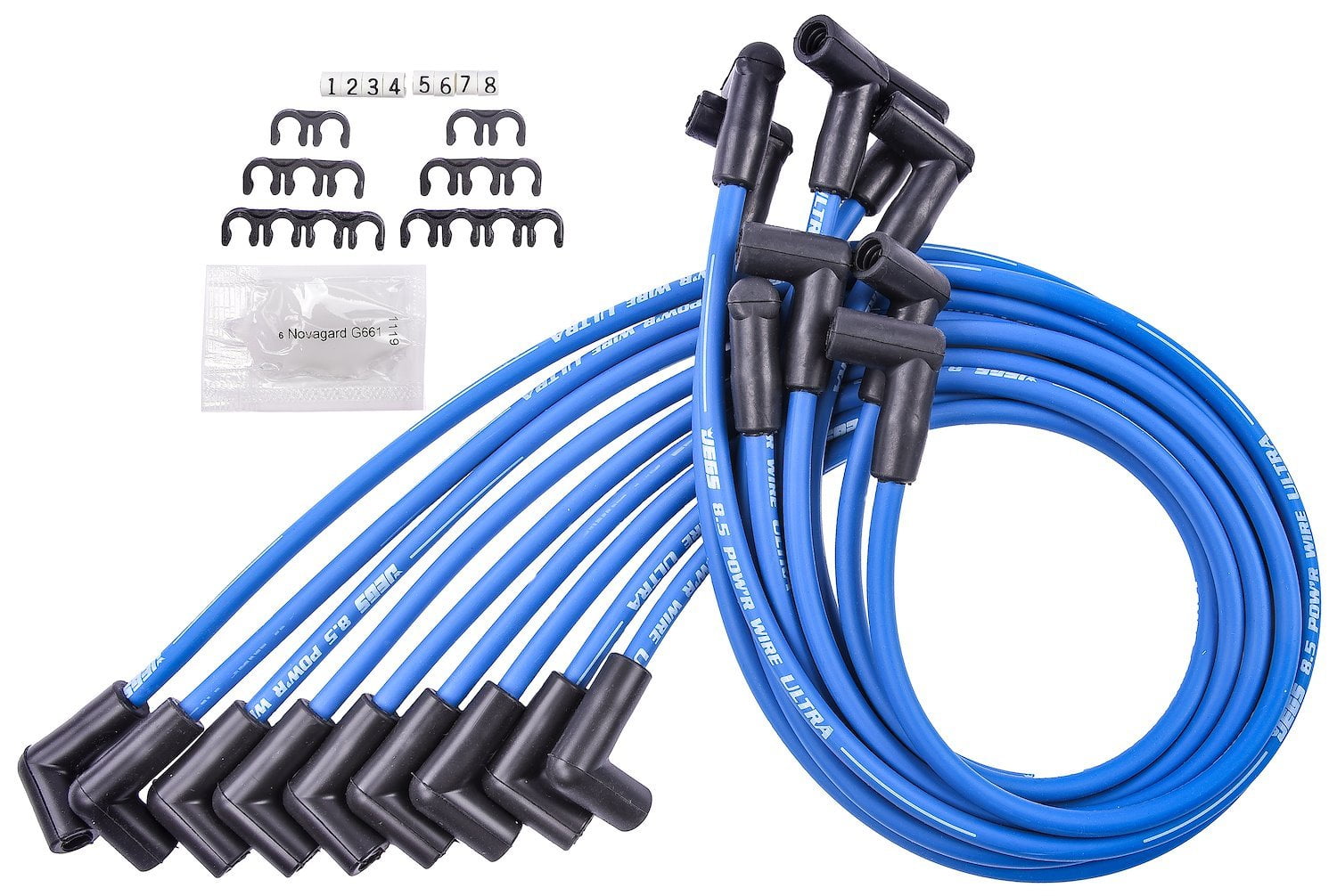 JEGS 412027 8.5mm Blue Ultra Pow r Wires Big Block Chevy Under Headers ...