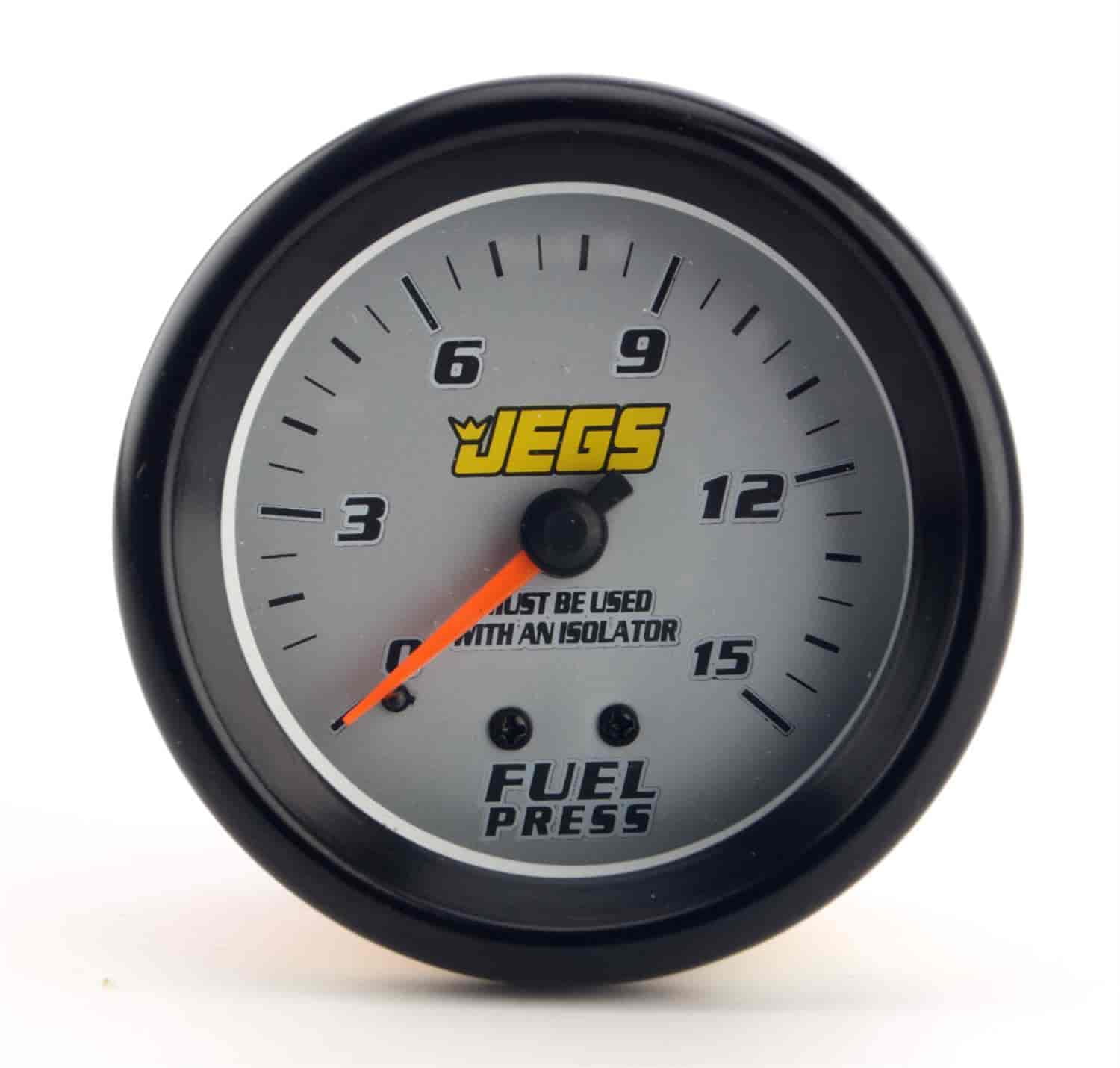 JEGS 41225 Fuel Pressure Gauge Mechanical 2 5/8 in. Diameter 0-15 psi ...