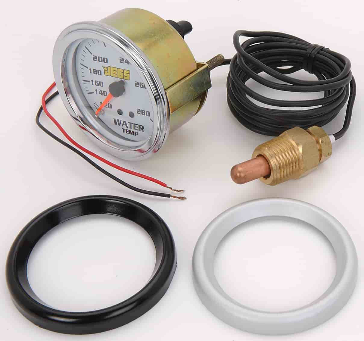 JEGS 41241 2-5/8 Mechanical Water Temperature Gauge 120 -280 White Dial ...