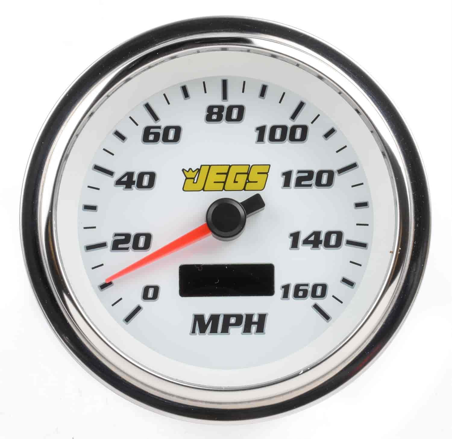 JEGS 41282 3-3/8 Electronic Programmable Speedometer White 0-160 mph ...