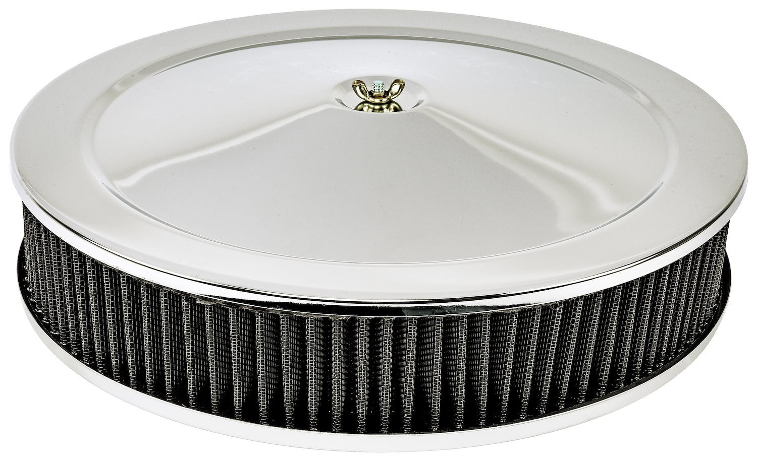 JEGS 500074 Air Cleaner Assembly 14 in. D x 3 in. H Filter Chrome ...