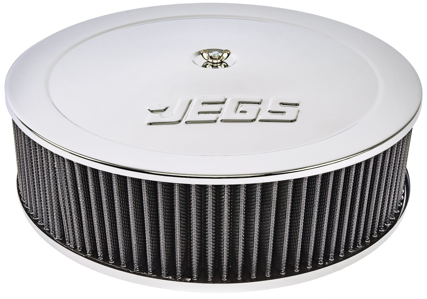 JEGS 500080 Air Cleaner Assembly 14 in. D x 4 in. H Filter Chrome ...
