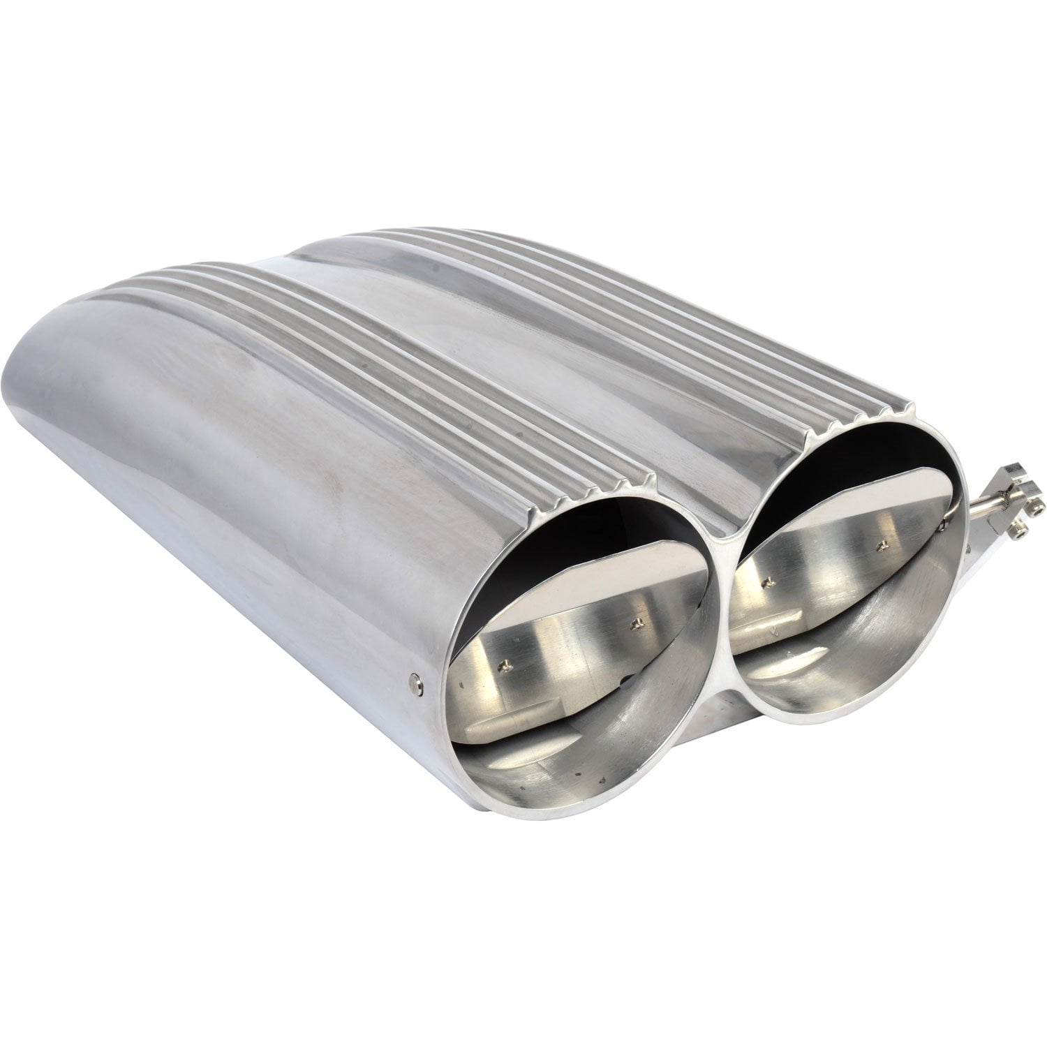 JEGS 50065 Dual Barrel Scoop 5-3/8 x 10-1/8 x 19-1/2 Polished Aluminum ...