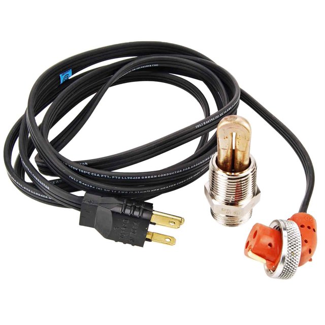 JEGS 51117 Male Core Plug Block Heater 3/4 in. NPT 9 ft. power cord 600 ...