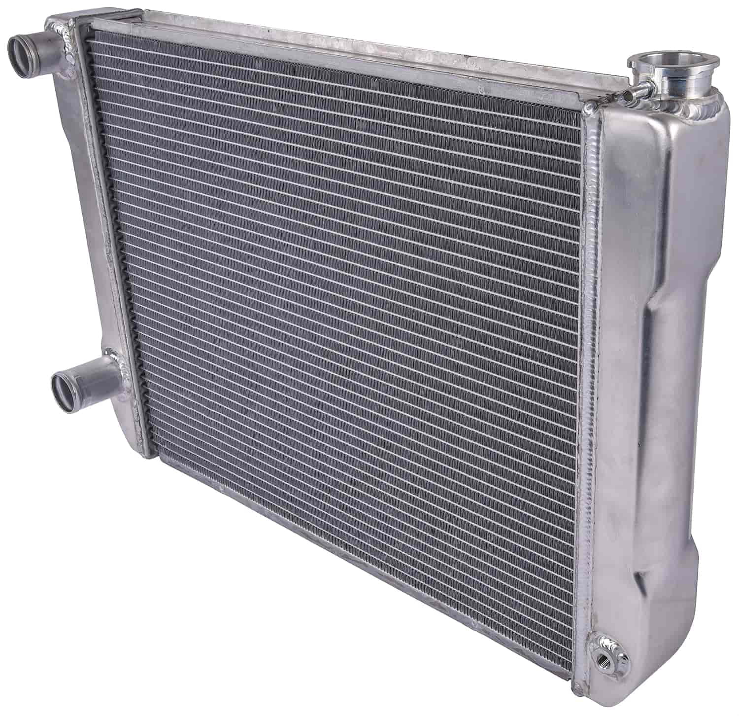JEGS 52047 Double Pass Racing Radiator 2 Row 1 Core 1-1/2 Top Inlet 1-3 ...