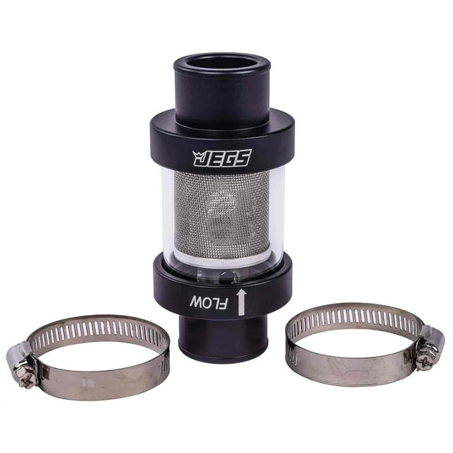 JEGS 53263 Inline Coolant Filter 1 1/2 in. OD Black Anodized Finish ...
