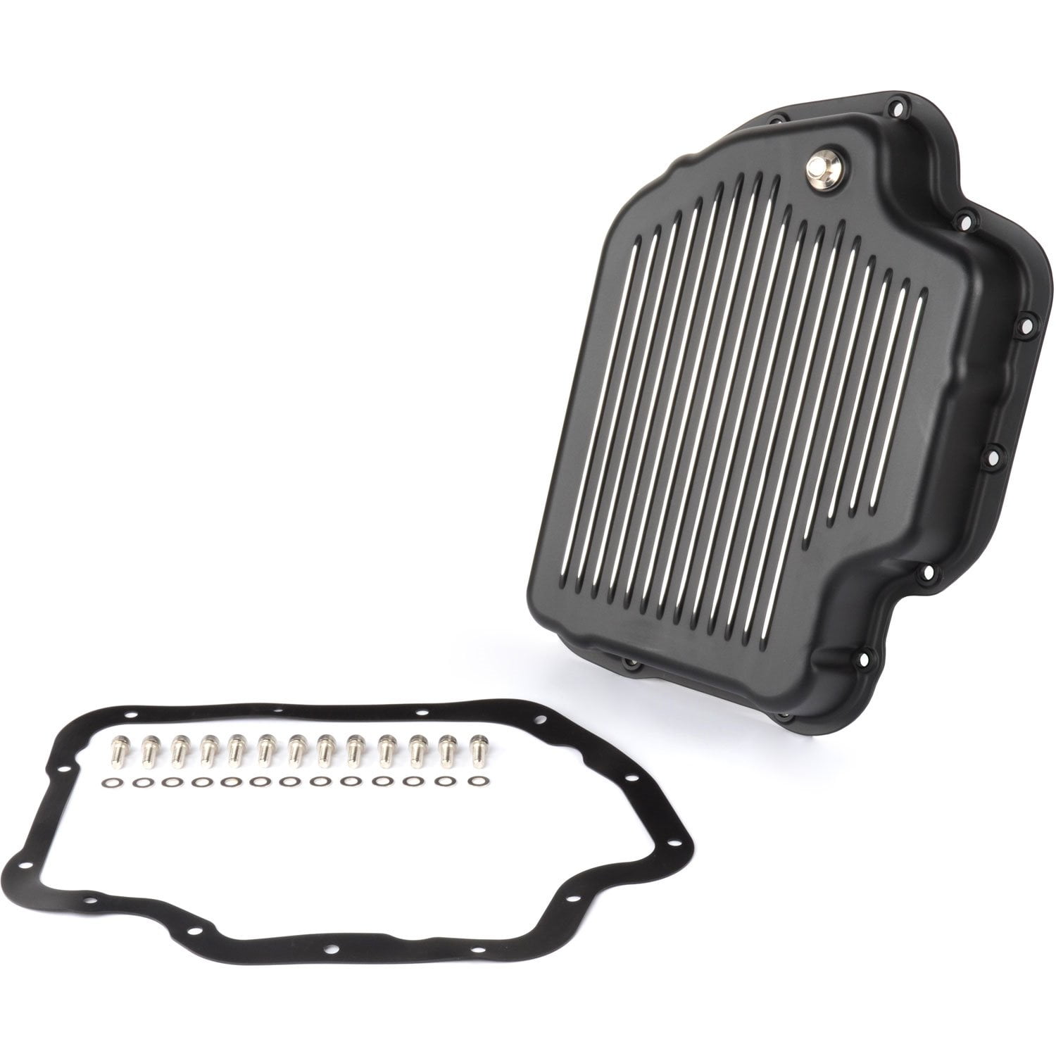 JEGS 61181K Black Finned Aluminum Transmission Pan Kit GM TH400 ...