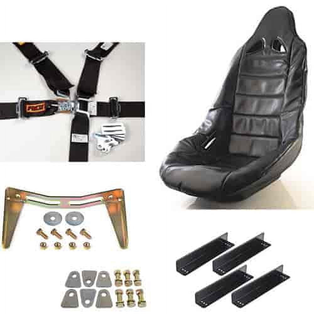 JEGS 70250K8 Pro High Back II Race Seat Kit Includes: Black Seat Black ...