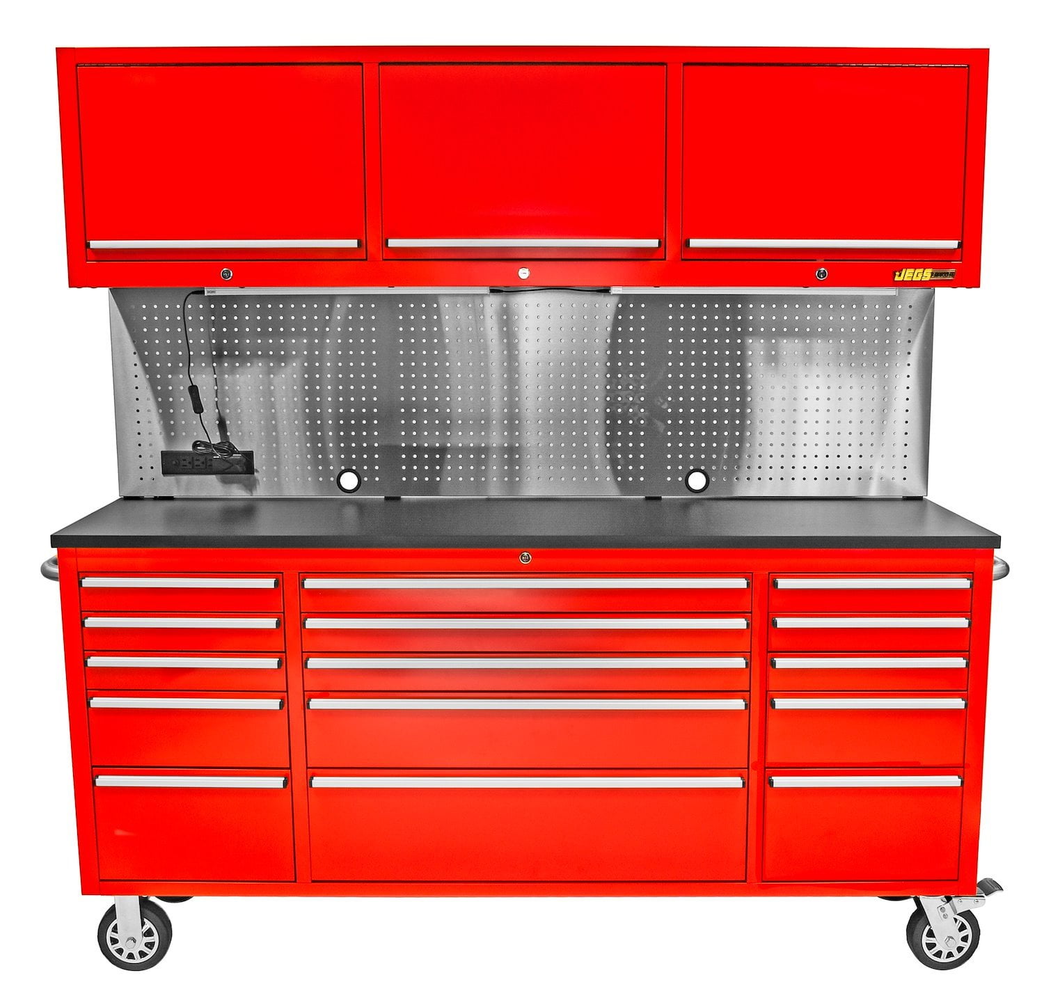 JEGS Large 72 in. Mobile 15-Drawer Tool Chest Box on Wheels with Upper ...