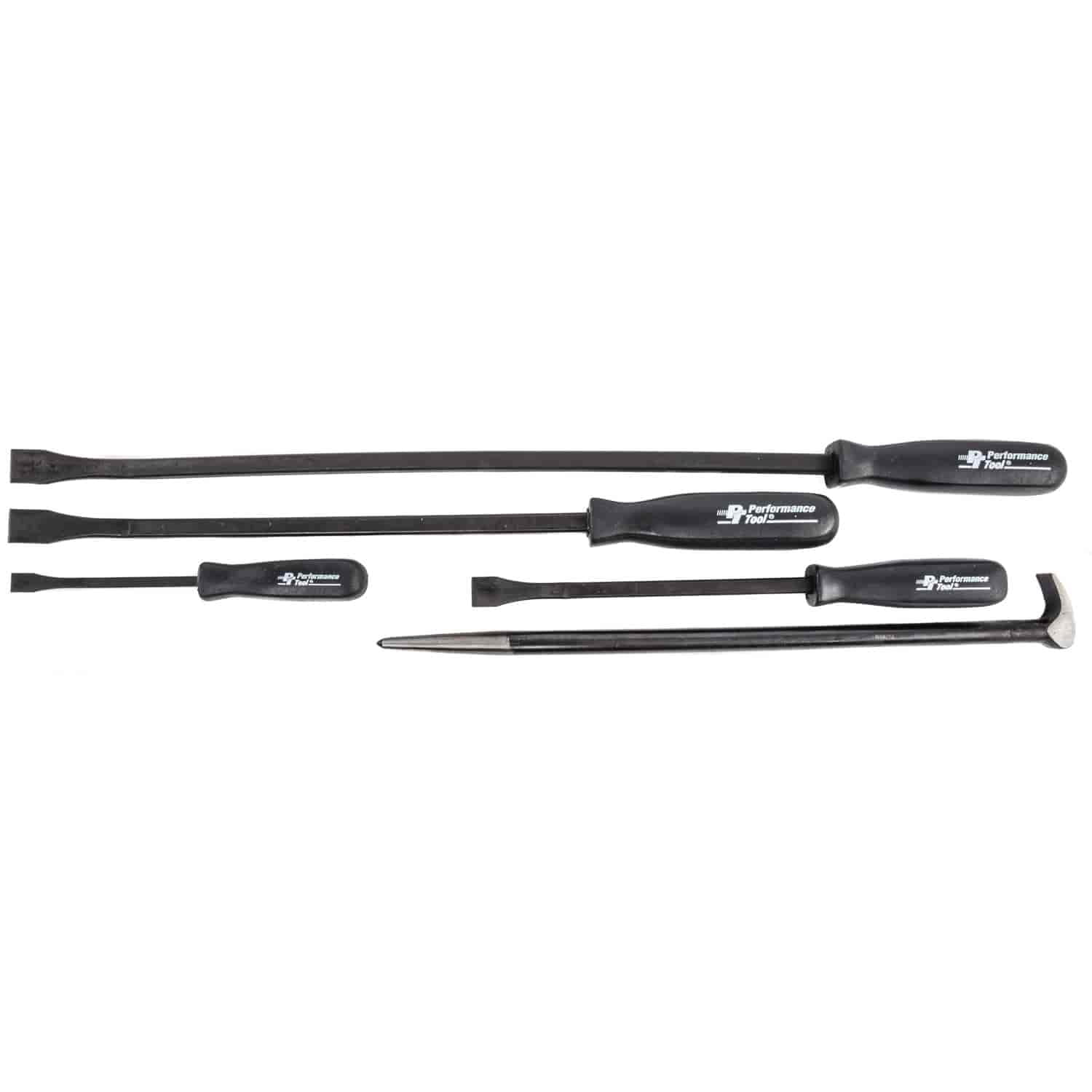 JEGS 80024 5-Piece Pry Bar Set Includes: (1) 24 in. Flat-Tip Tapered ...