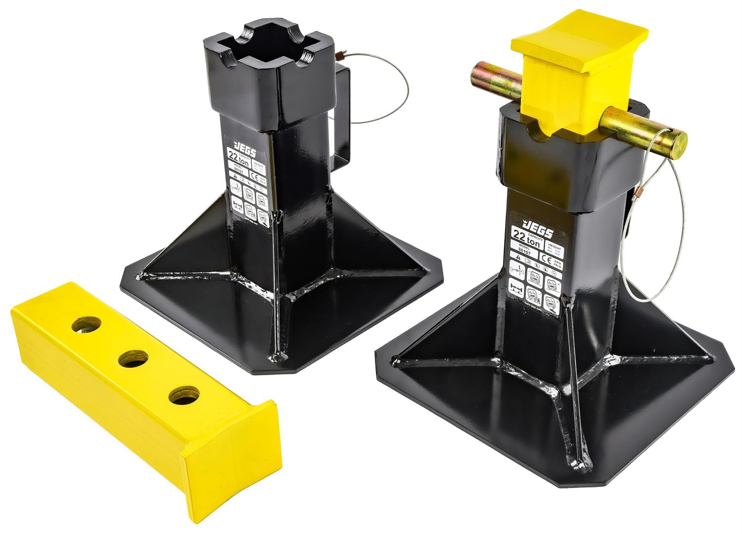 JEGS 80107 Jack Stands 22-Ton Load Rating Per Pair Height Range: 11 1/2 ...