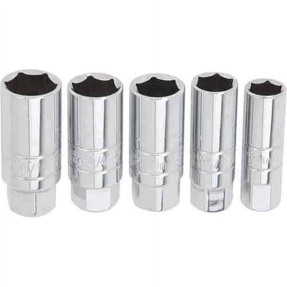 JEGS 80509 5-Piece Socket Set 3/8 in. SAE/Metric Spark Plug Chrome ...