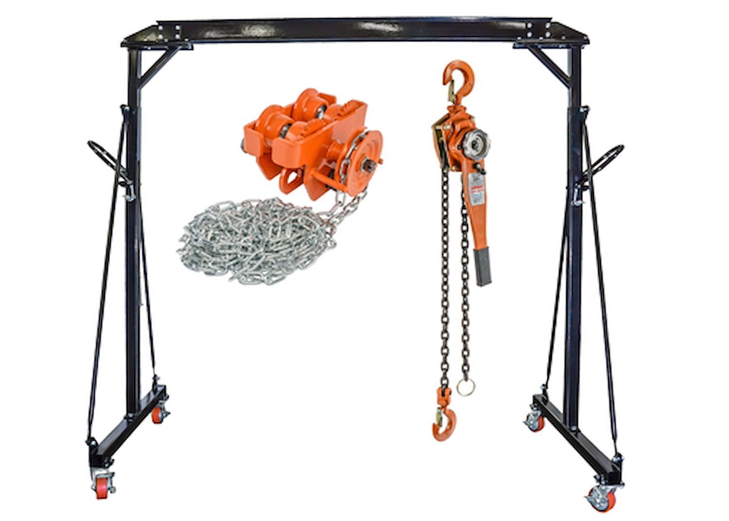 JEGS 81245K Gantry Crane with Trolley & Chain Hoist 1-Ton Capacity Includes: Gan - Walmart.com