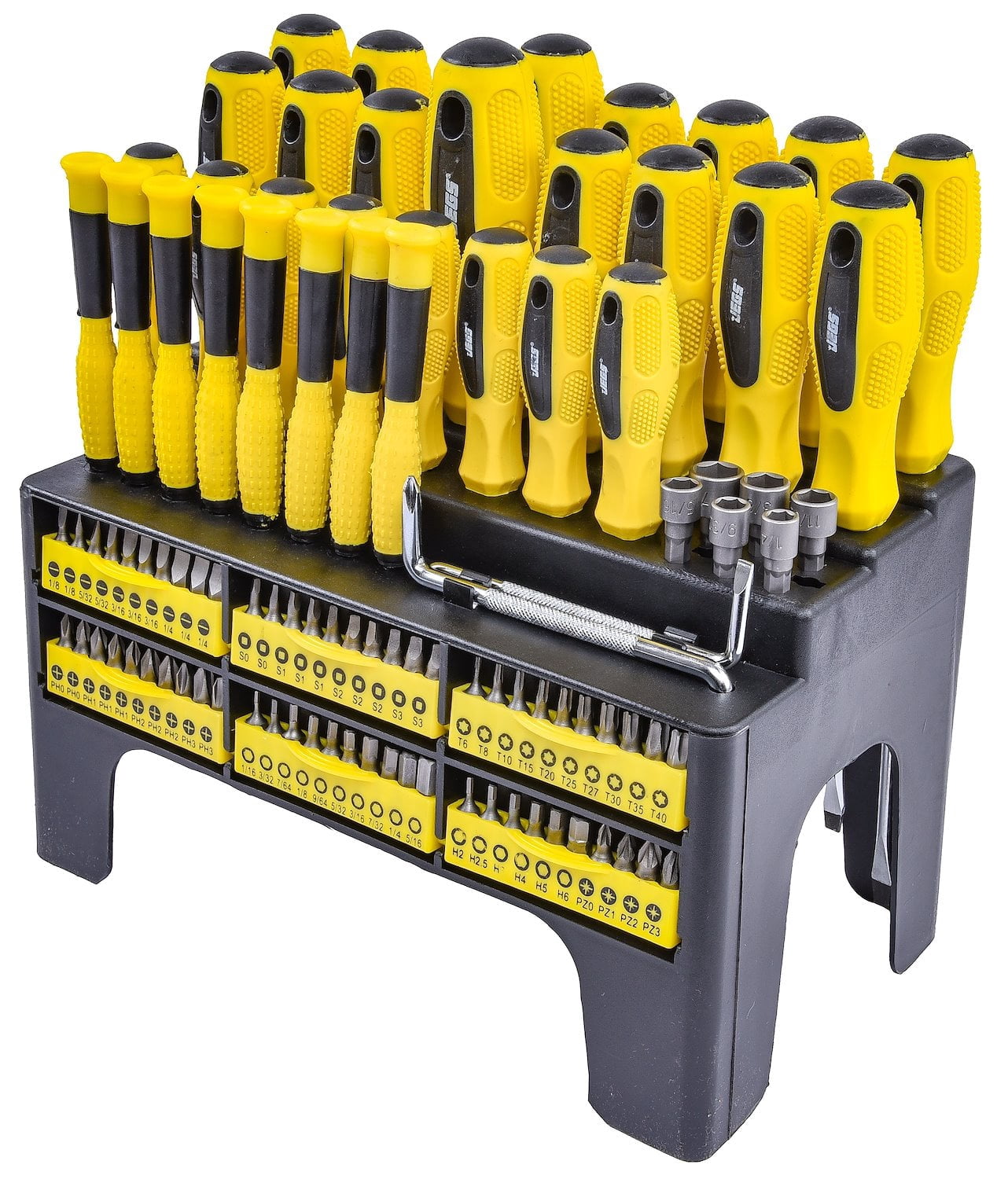 JEGS 81384 100-Piece Screwdriver & Bit Set, Chrome Vanadium Steel ...