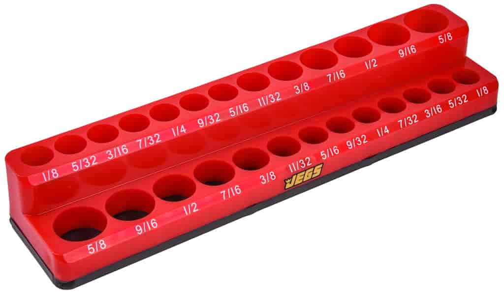 JEGS 85030 Magnetic Socket Organizer Tray 1/4 in. Drive SAE Red Holds ...