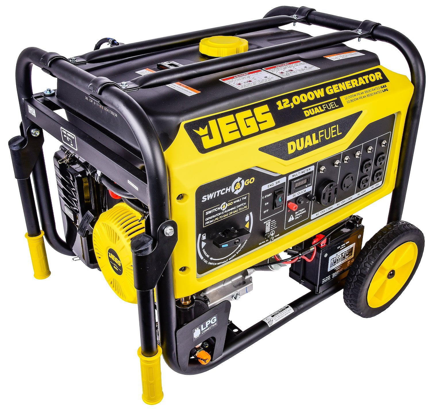 JEGS 86008 Premium Dual Fuel Portable Generator Operates on Gasoline or ...