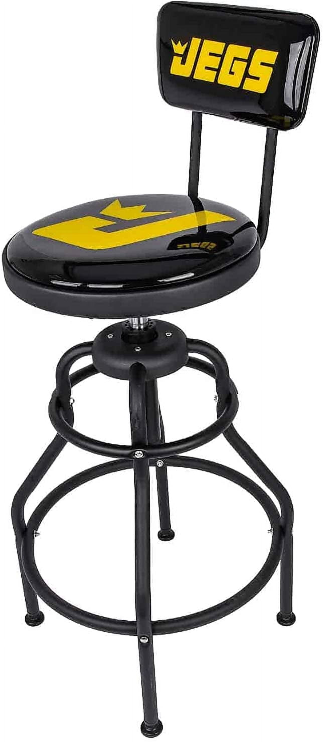 JEGS Hydraulic Shop Stool with Backrest - Adjustable Height (28" to 32. ...